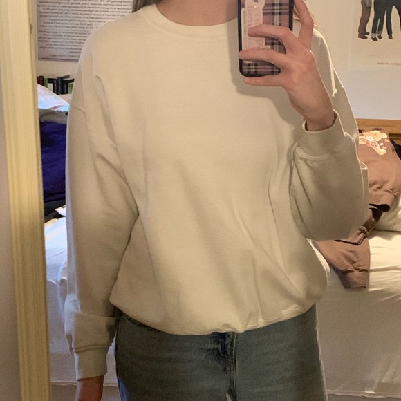 Amazon | Tops | Plain White Crewneck Sweatshirt | Poshmark